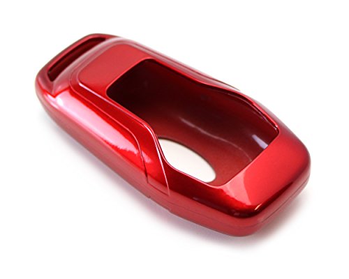 iJDMTOY Glossy Metallic Red Exact Fit Key Fob Shell Cover Compatible with Ford or Lincoln 4/5-Button Intelligent Access Key
