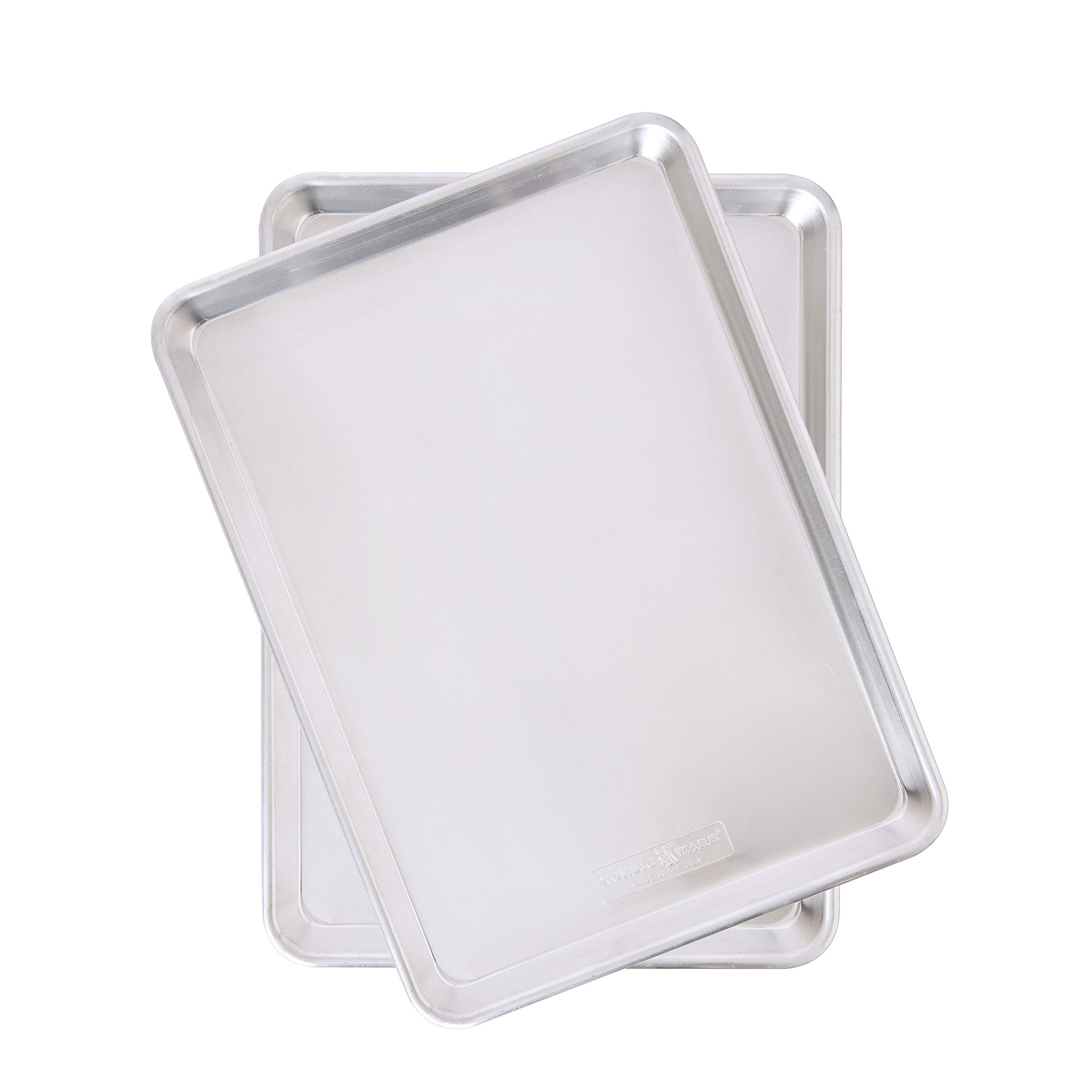 Nordic Ware Natural Aluminum Commercial Baker's Half Sheet, 2-Pack, Silver & 43343 Oven Safe Nonstick Baking & Cooling Grid (1/2 Sheet), One Size, Steel