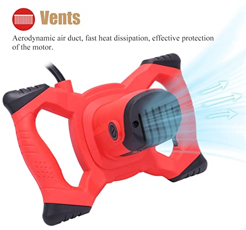 Portable Concrete Mixer 110V 2100W Electric Handheld 6 Gears for Thinset Cement Plaster Grout Paint Mud Mixing with 23.6" Stirring Rod (Red)