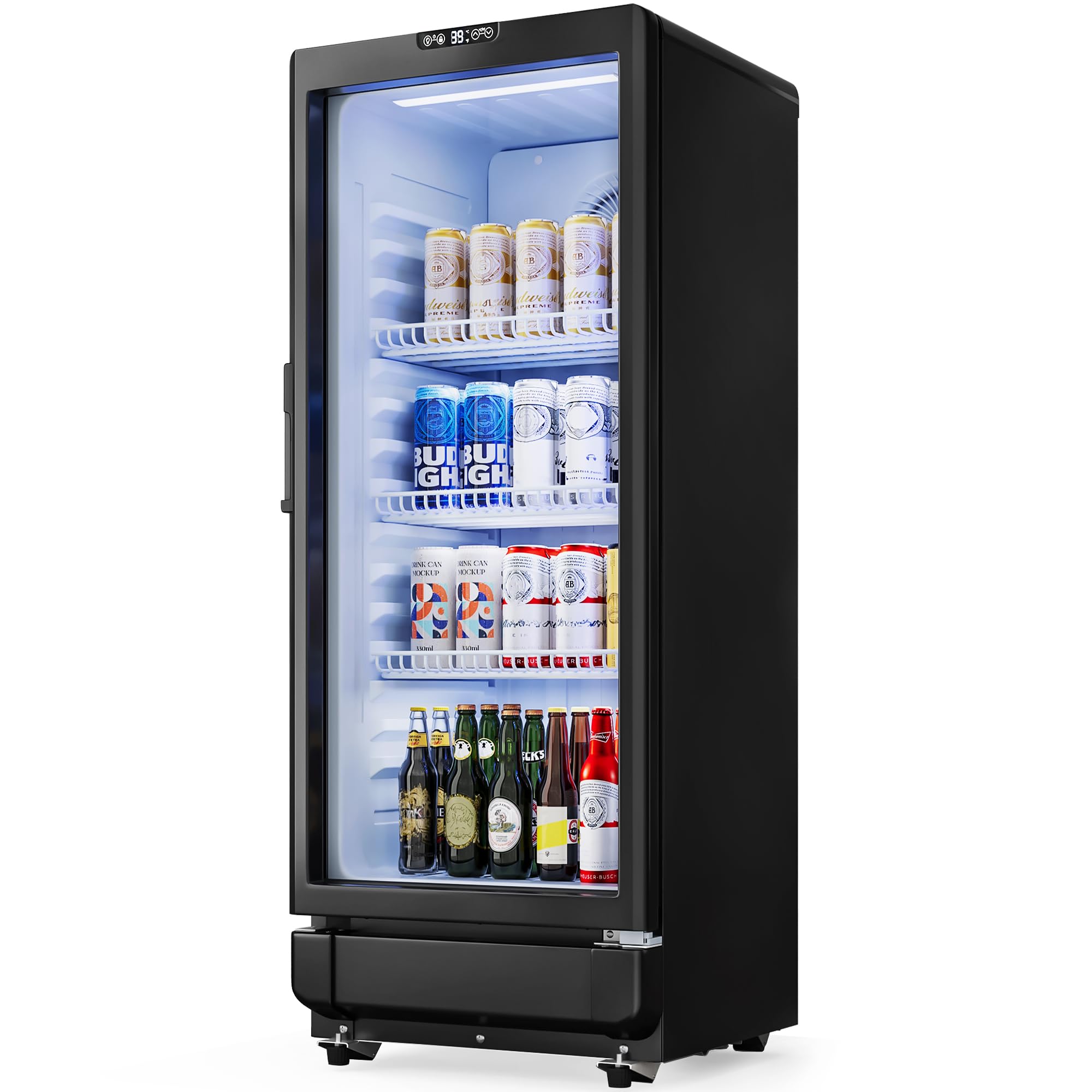 YITAHOME 6 CU.FT. Commercial Beverage Display Refrigerator with Single One Glass Door, Drink Beer Fridge Cooler for Office Garage Bar Gym with Locking, Led & 2 Keys