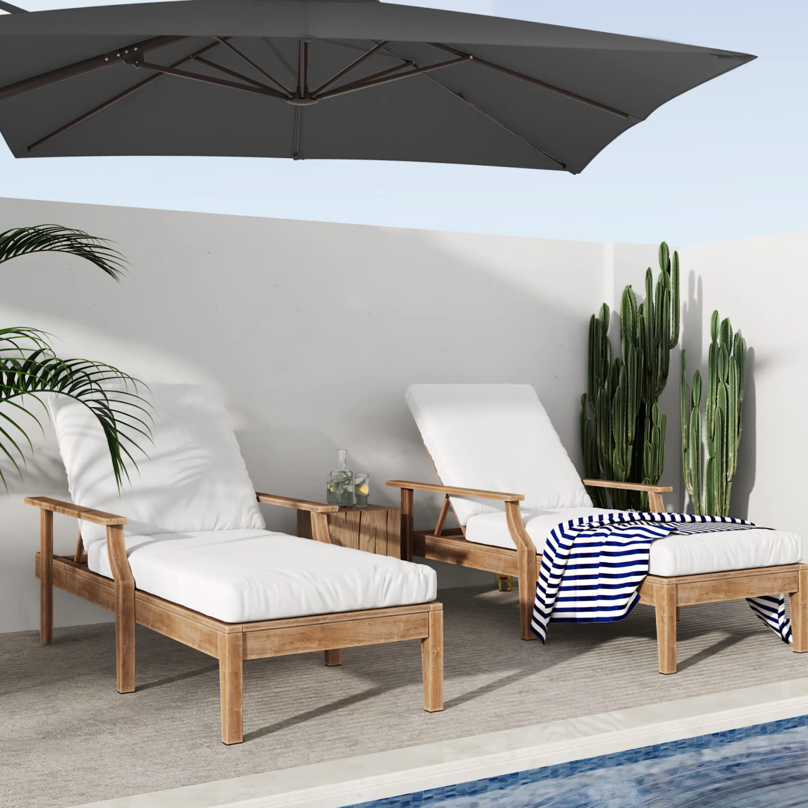 JEAREY 8.2FTx8.2FT Square Cantilever Patio Umbrella Roating Outdoor Offset Umbrella Heavy Duty Sun Umbrella, Grey