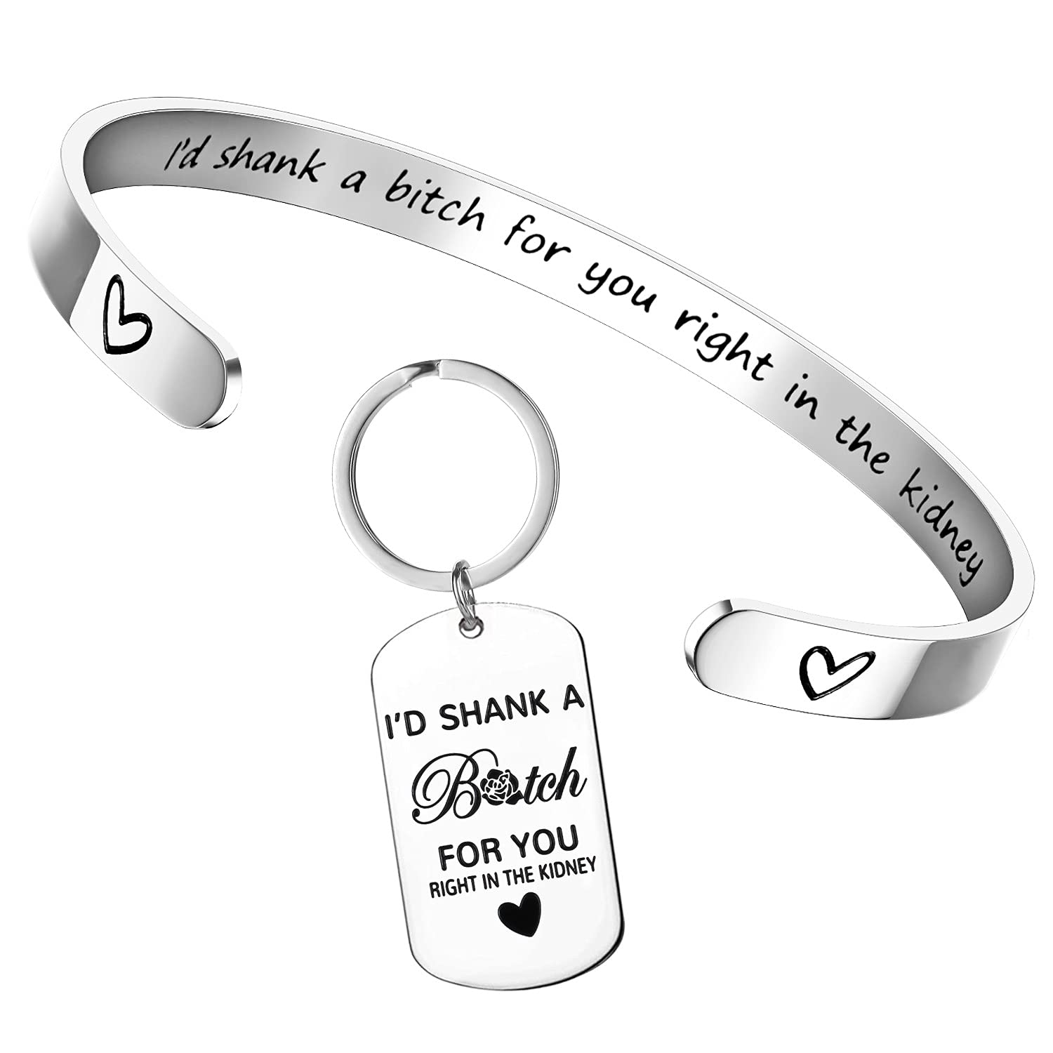 LightOnIt Inspirational Cuff Bracelets for Women Personalized Gift for Her Engraved Mantra Motivational Cuff Bangle & Keychain Teen Girls Birthday Jewelry