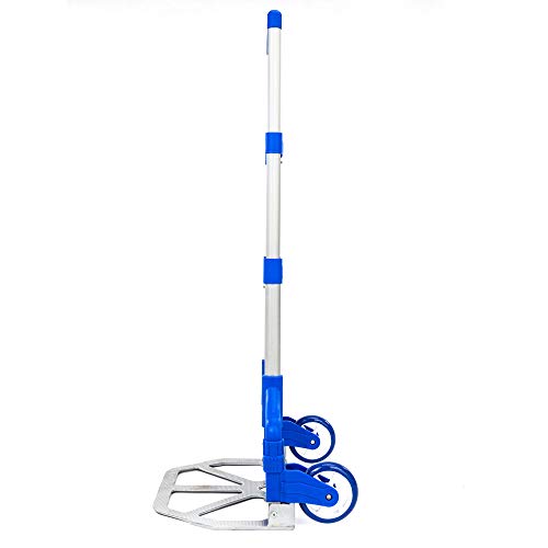 Portable Folding Collapsible Aluminum Cart Dolly Push Truck Trolley, Blue Personal Dolly Hardware Garden Utility