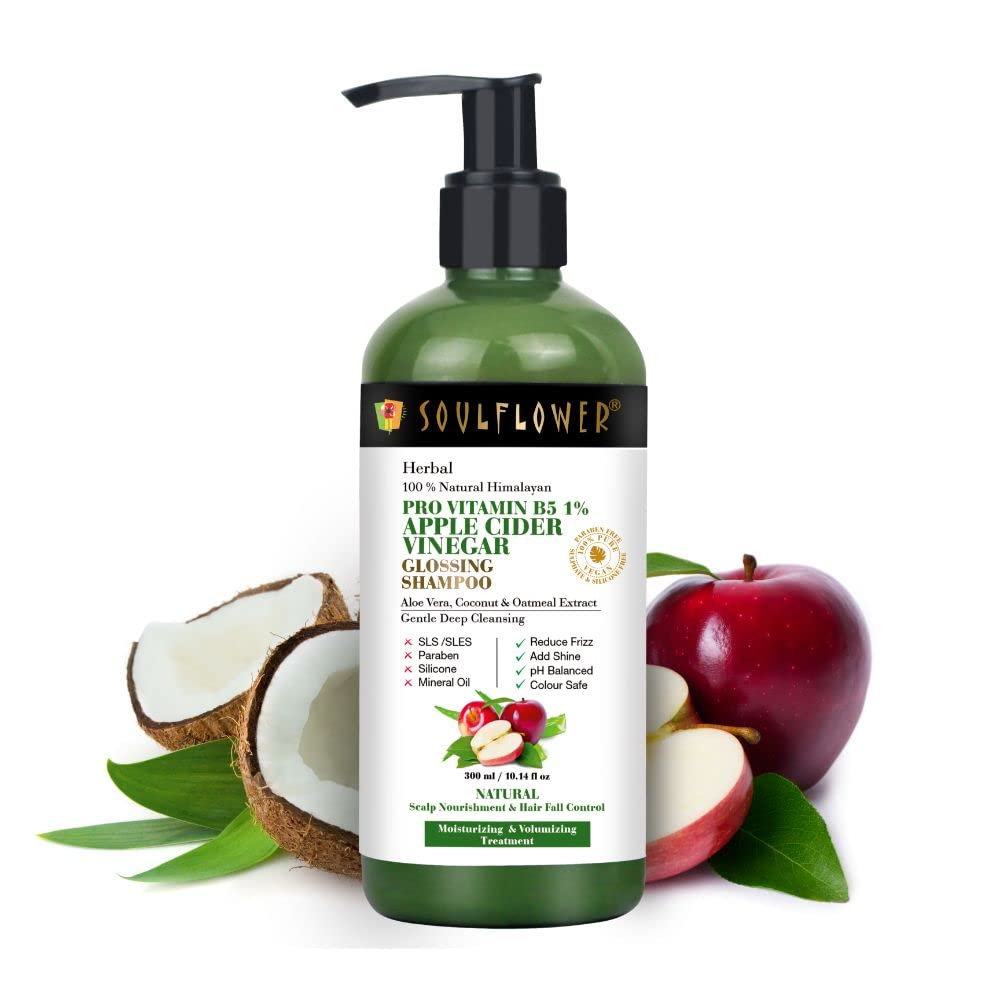 Soulflower Pack of 2 Apple Cider Vinegar Shampoo and Conditioner, 550 ml