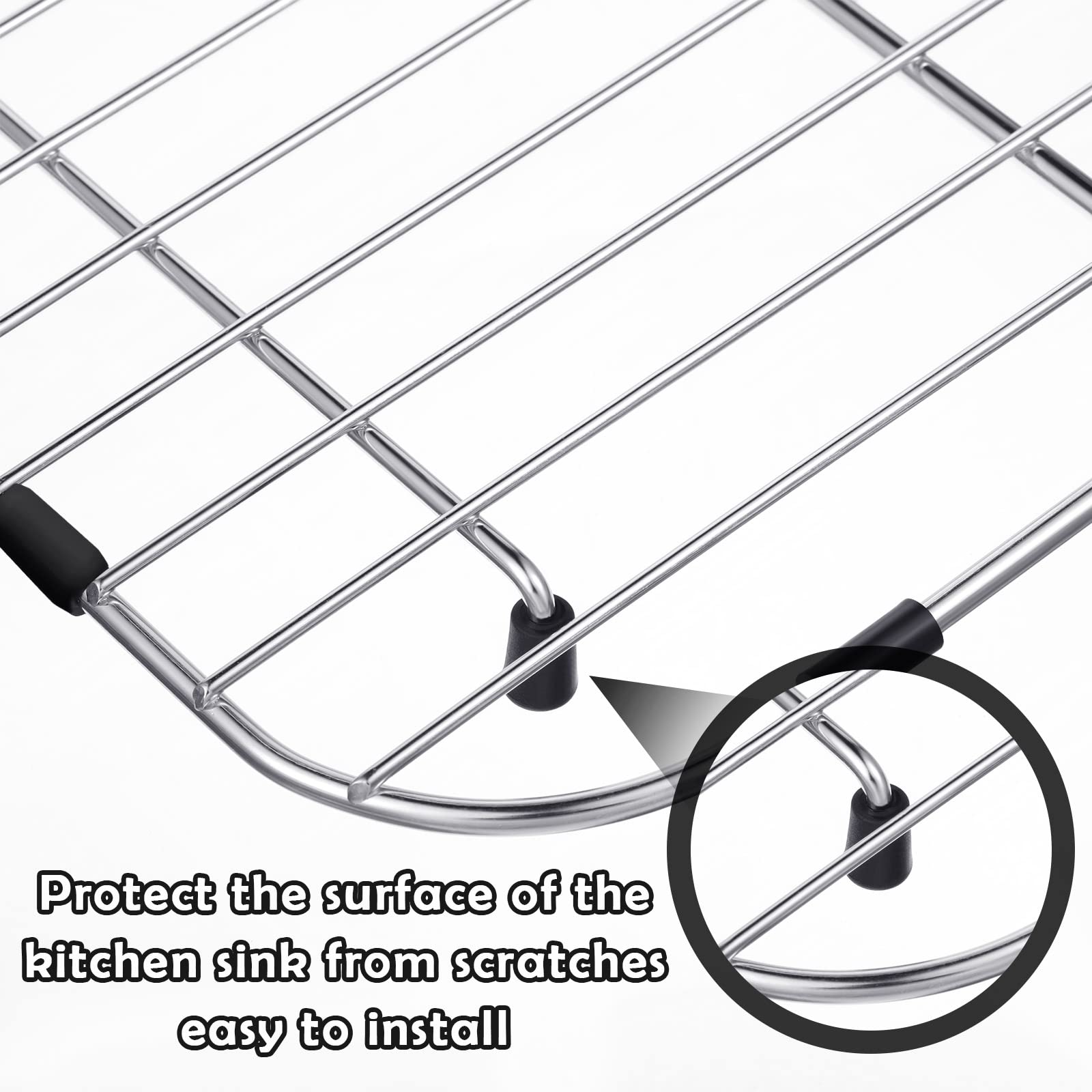 Rubber Feet for Sink Grid Sink Protecter Rubber Grid Kitchen Sink Wire Protective Rack Feet Grate Rubber Wire Bumper Replacement Protector Parts for Kitchen Rack, 60 Pieces (Black) (Black)