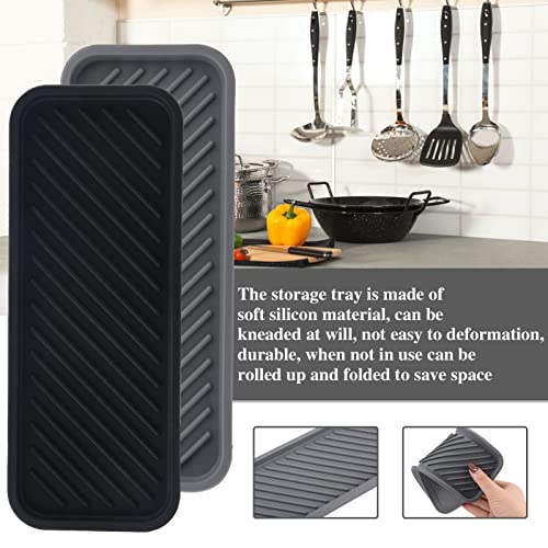 Kakalote Silicone Organizer Tray for Kitchen Sink,Silicone Sponge Holder Kitchen Sink Organizer Tray Dish Caddy Dispenser,Scrubber Spoon Holder