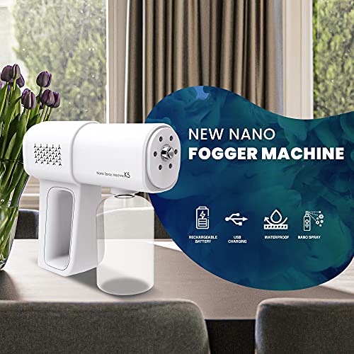 NORDMOND Professional Disinfectant Fogger Machine, Sanitizer Sprayer. Electrostatic ULV Atomizer & Cordless Handheld Nano Steam Gun β Rechargeable Spray Gun with Blue Light for Touchless Sanitization