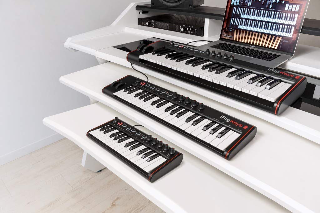 IK Multimedia iRig Keys 2 portable keyboard MIDI controller with 37 velocity-sensitive synth-action mini keys and headphone output, for iPhone, iPad, Mac, PC, Android