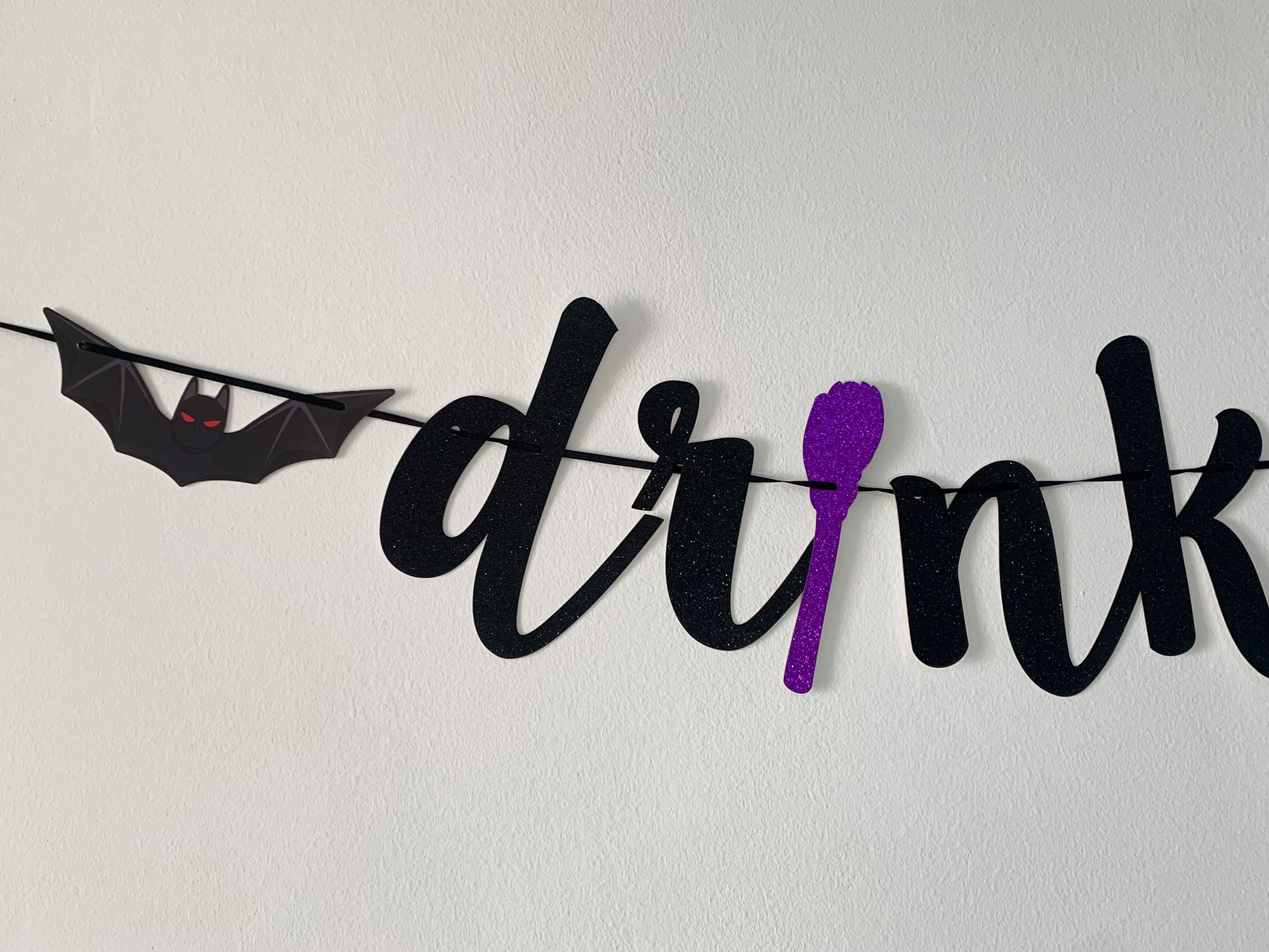 MAGQOO Drink Up Witches Banner Black Glittery Witches Mystery Party Decorations Bar Halloween Banner Decorations