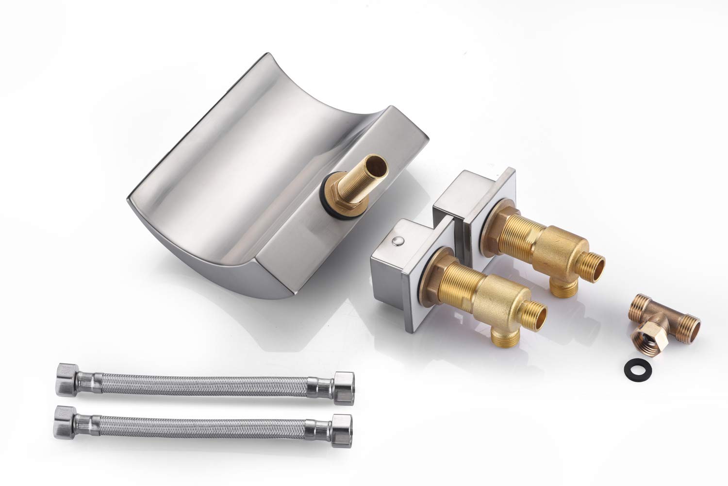 sumerain Roman Tub Faucets Brushed Nickel,Waterfall Spout for High Flow Rate,Include Valve and Trim Set