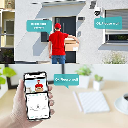 Security Camera Camera 1080P WiFi Solar Camera Outdoor Night Vision PTZ IP Camera With Solar Panel Recharge Battery 2MP CCTV Video Surveillance Cameras Surveillance Camera with Spotlight ( Color : No
