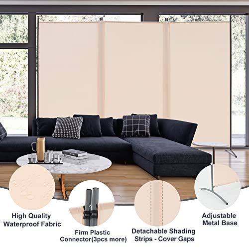 Spurgehom Room Divider,3 Panel Folding Partition Privacy Screens, Freestanding Fabric Room Panel, Portable Folding Room Divider Wall for Office, Room,Restaurant,102" W X 71" H Beige