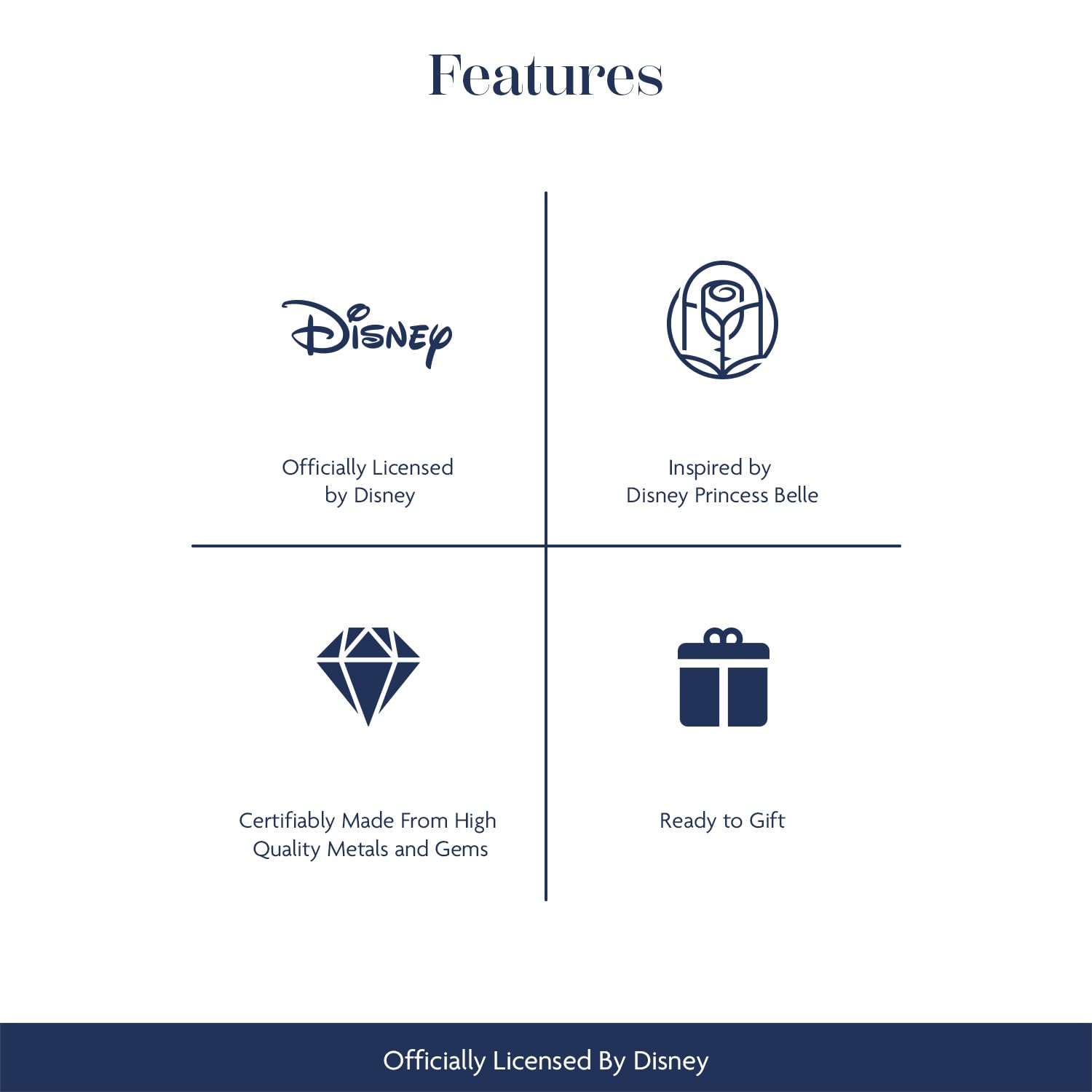 Jewelili Enchanted Disney Fine Jewelry 14K Rose Gold over Sterling Silver Diamond Accent Belle Rose Earring