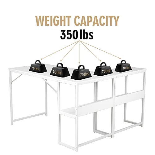 UNICOO β Muti-Function 3 Combination Computer Desk. L Shaped Computer Desk with Shelves, Study Desk with Reversible Storage Shelves for Home Office (XJH-2402 - White)