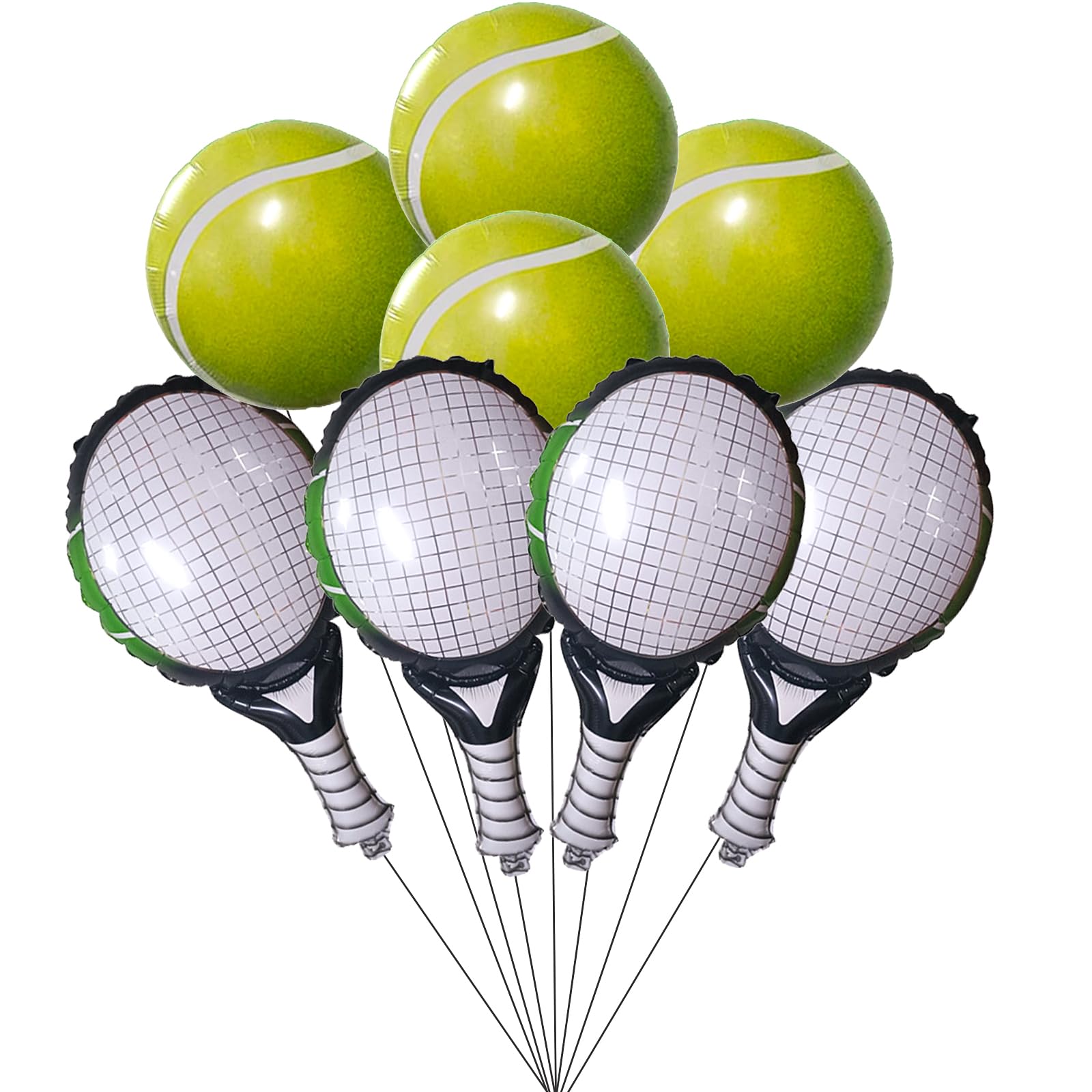 Tennis party balloons,Tennis racket shape mylar balloons for sports tennis theme party decoration(8pcs balloon)