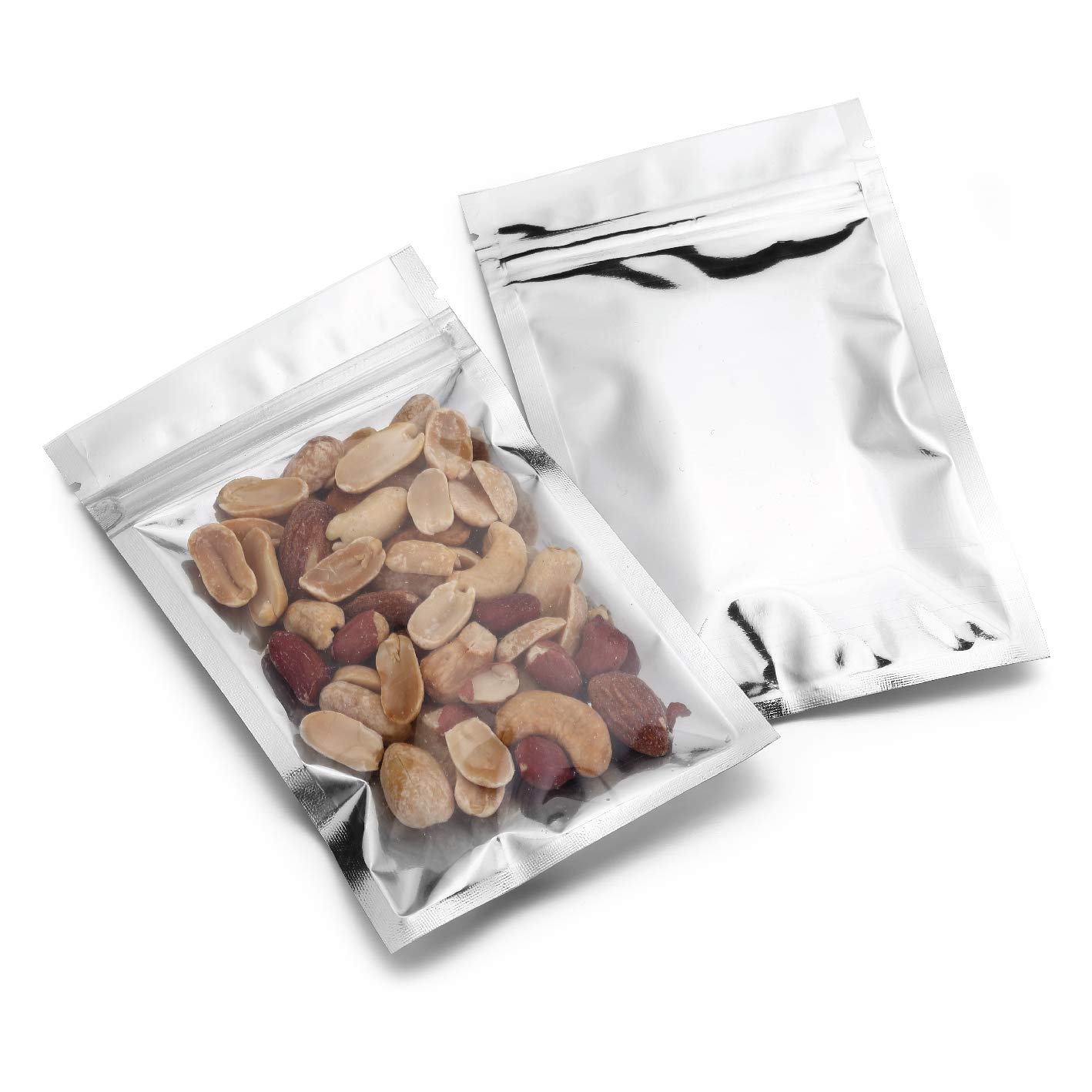 Mylar Bags with Ziplock 3.3 x 5.5” | 100 Bags | Sealable Heat Seal Bags for Candy and Food Packaging, Medications and Vitamins | Plastic and Aluminum Foil Packets for Liquid and Solids