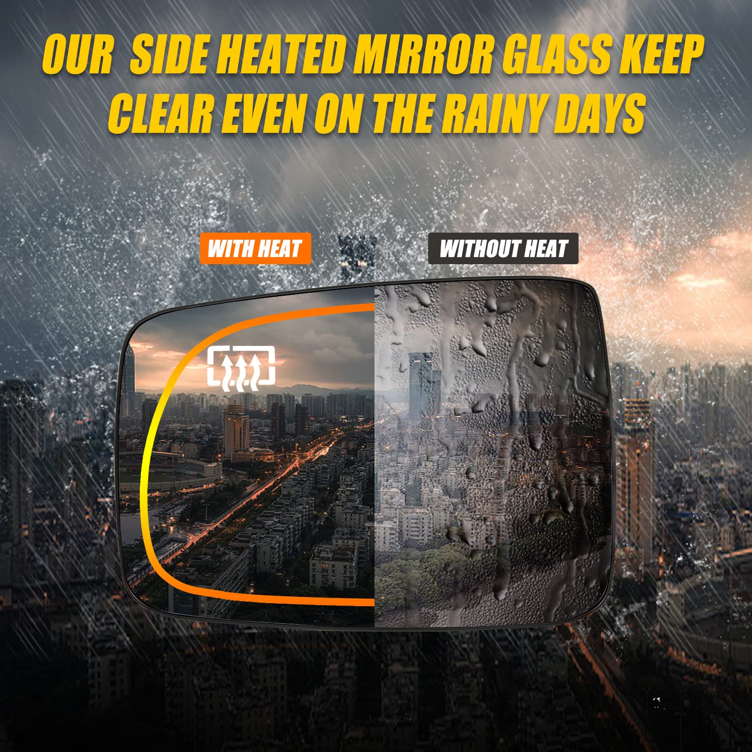Left Driver Side Heated Mirror Glass Compatible with Dodge Ram 1500 2500 2009 2010 2011 2012 2013 2014 2015 2016 2017 2018 Side Mirror glass with Rear Holder Replace 68050298AA 68079362AA