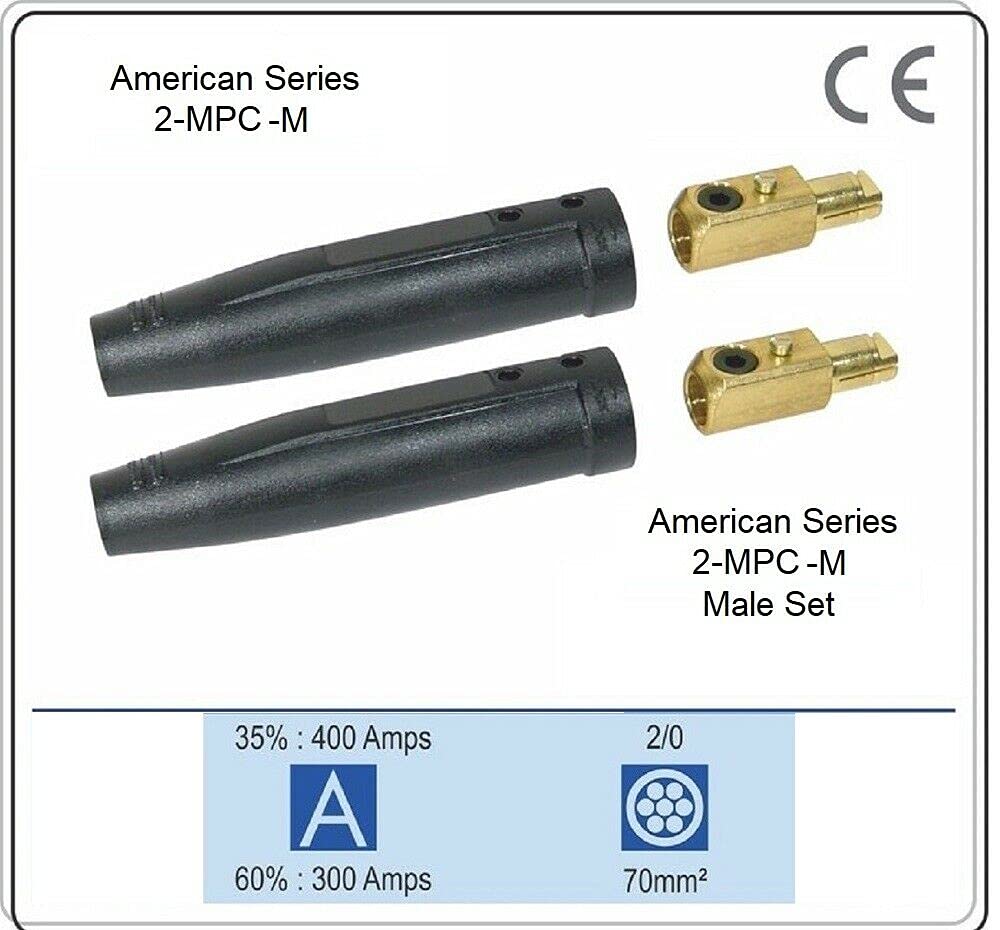 STARTECHWELD Welding Cable Connector 2-MPC-M, Male Set 1/0-2/0 Twist Lock, 2-MPC-M (2 Pack)
