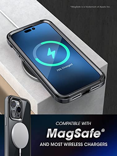 SUPCASE Unicorn Beetle EdgeMag Case for iPhone 14 Pro 6.1", Compatible with MagSafe Slim Frame Clear Protective Case with Built-in Screen Protector (Black)