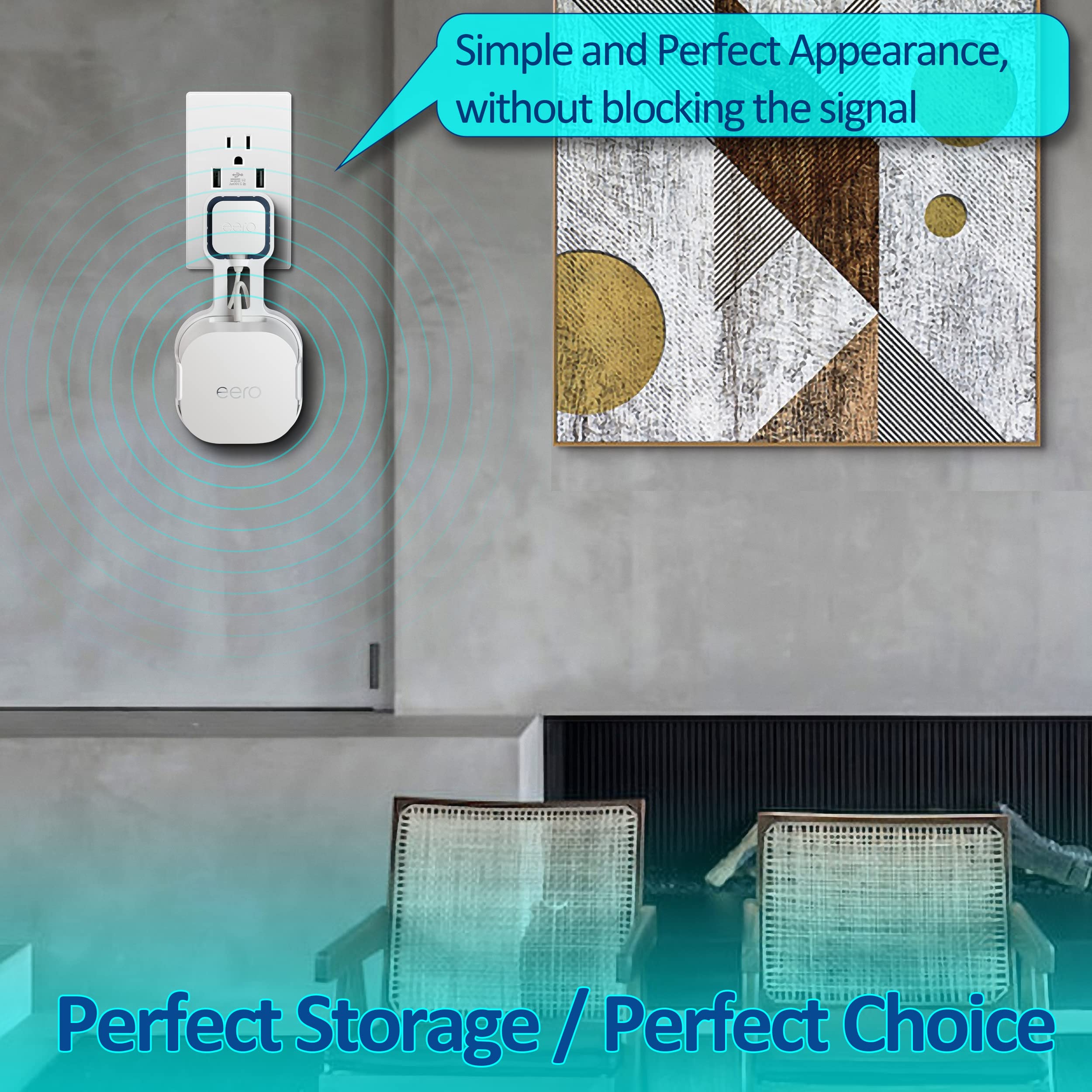 STANSTAR Wall Mount for Eero 6+ Dual-Band Mesh Wi-Fi 6+ Router, Sturdy Outlet Brackets Holder, Space Saving, Cord Management for Eero 6+ Plus Router Without Messy Wires and Screws (3Pack)