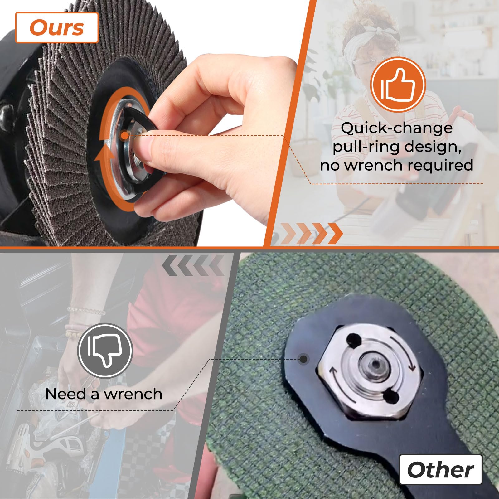 Swozzto Angle Grinder Adapter Kit(XLOCK to 5/8"-11 Thread)with Quick Change Angle Grinder Nut,Suitable for 5/8"-11 Thread XLOCK Angle Grinder,Convert and Install 5/8"-11 Saw Blades, Polish Discs, etc.