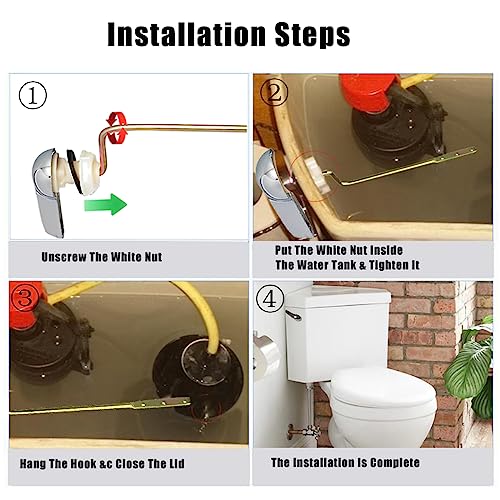 XHGAYL Toilet Flush Handle Replacement Kit,Side Mount Toilet Tank Lever,Toilet Tank Trip Lever with Stainless Steel Flapper Chain,Brushed Nickel