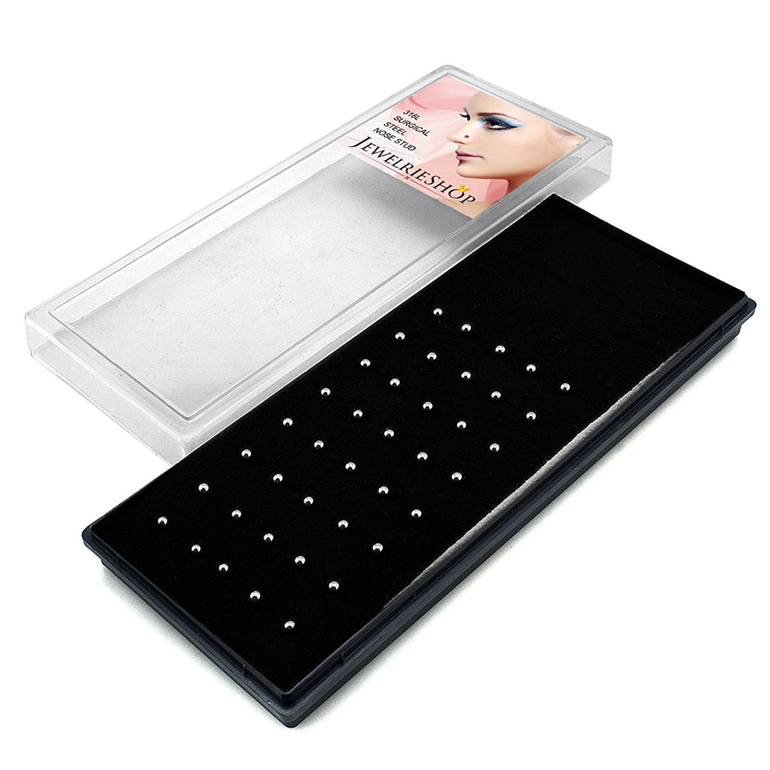 JEWELRIESHOP 40pcs Nose Ring Studs Stainless Steel Nose Piercing Jewelry Bone Studs for Women Men Hypoallergenic 22G (1.5mm,Silver Ball)