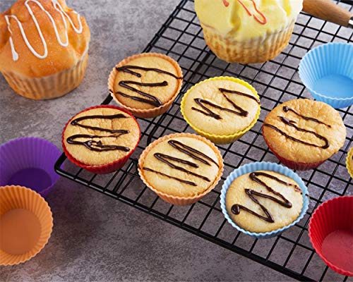 Mirenlife 2 Inch Mini Size Silicone Baking Cups Muffin Cups, Reusable and Nonstick Mini Cupcake Liners, Mini Chocolate Holders Truffle Cups, 24 Pack, 6 Vibrant Colors, Round