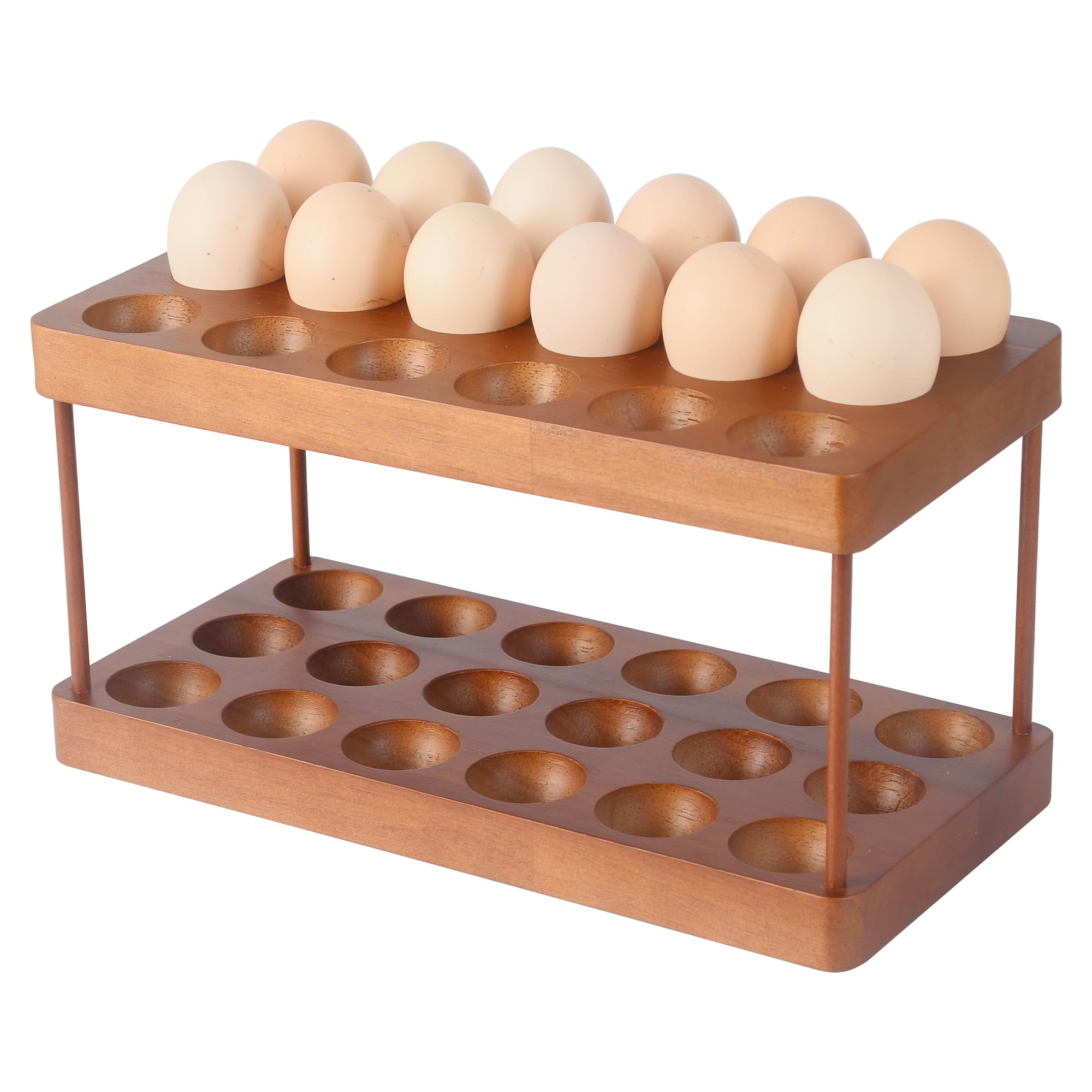 Wooden chicken egg holder for 24 Fresh Eggs, 2-Tier fresh egg holder countertop,egg basket countertop,egg holder for counter,,counter top egg holder for fresh eggs.