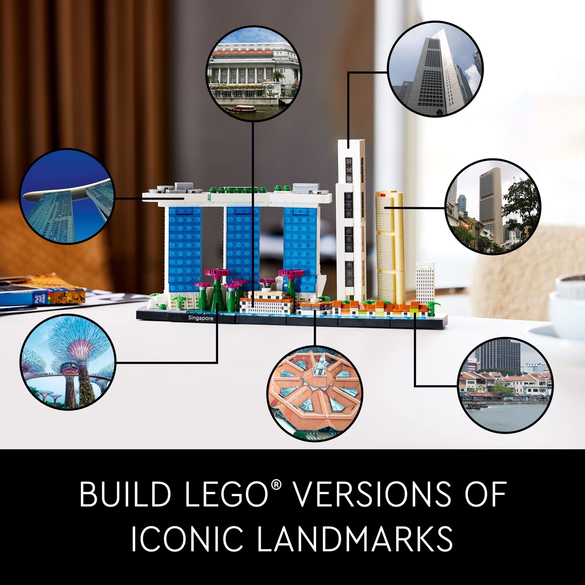 LEGO Architecture Singapore 21057 Building Set - Skyline Collection, Architecture Construction Model for Home and Office Décor, Gift Idea for Adults