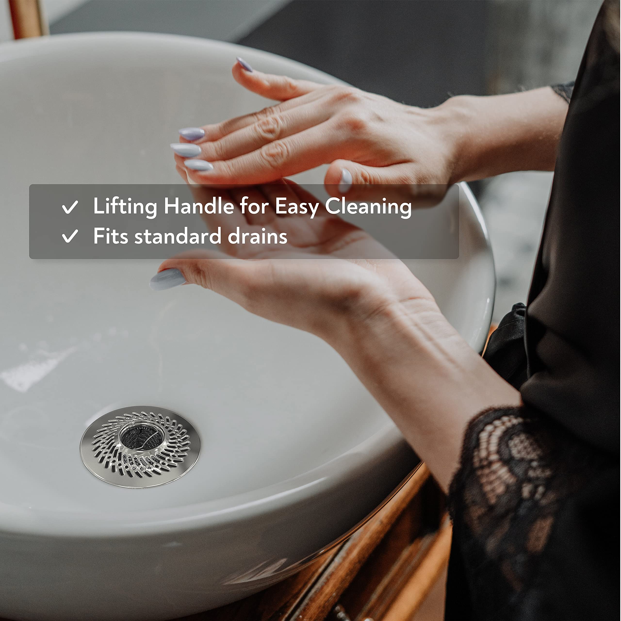 PRIMSOPH Shower Drain Hair Catcher Pop up Drain Hair Strainer Hair Trap Hair Filter Bath Tub Drain Stopper Bathtub Drain Cover Bathroom Sink Drain Protector Basket Adapts to Threads on Both Sides