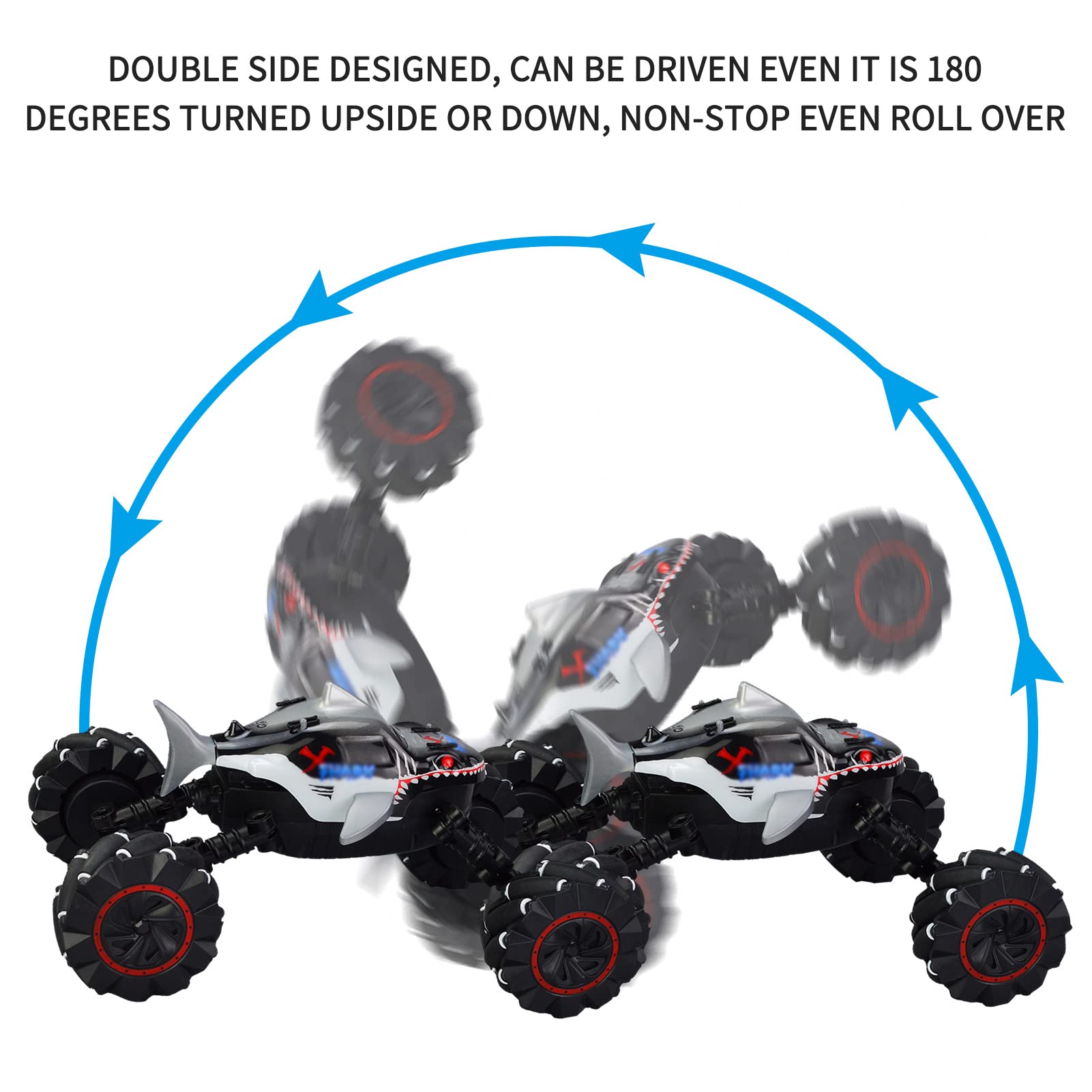 IKAYAA Remote Control Drift Stunt Car, RC Crawler Snake Monster Truck, One Key Deformation, More Ways Moving, Side Shift