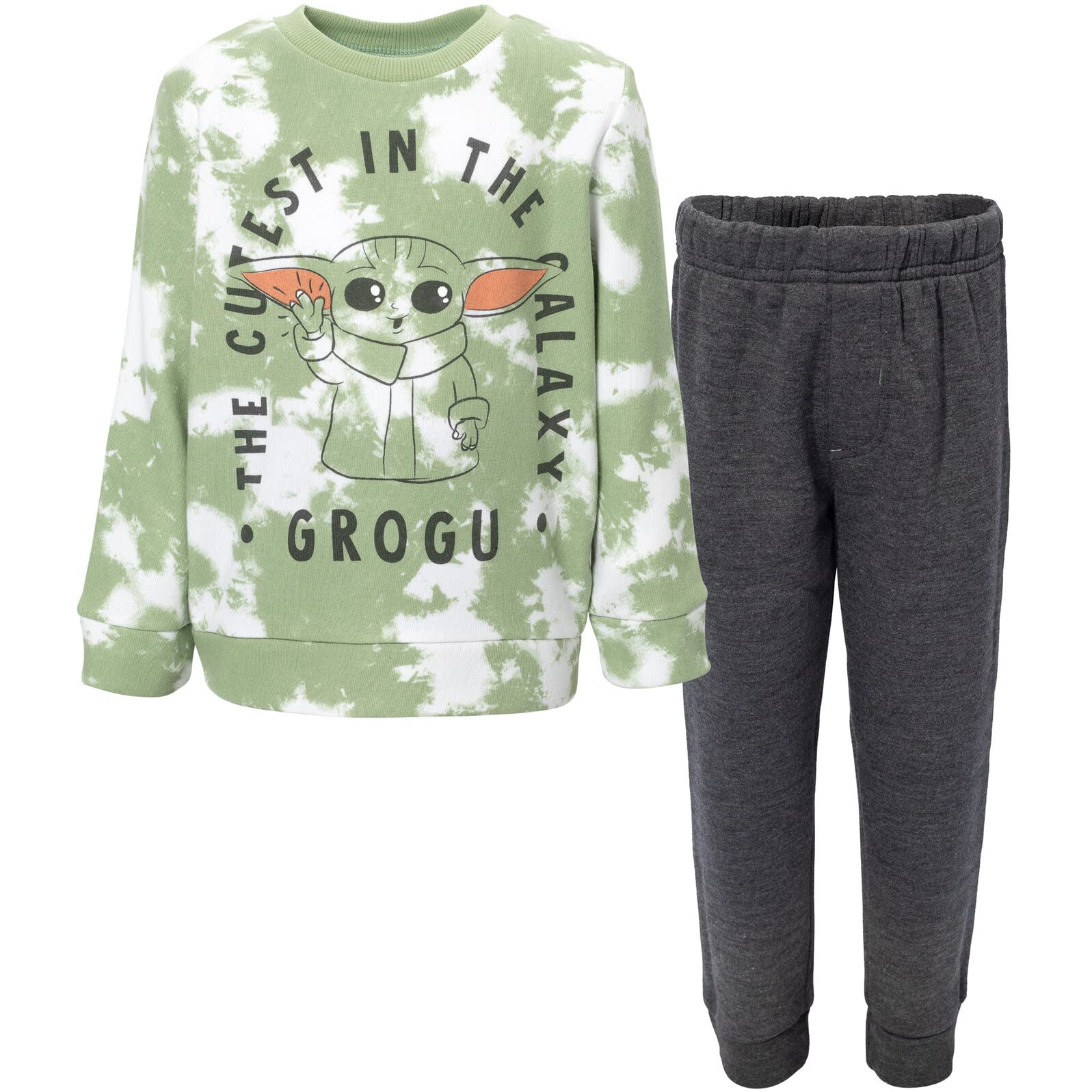 STAR WARS The Mandalorian The Child Toddler Boys Fleece Sweatshirt and Pants Set Tie Dye Green/Grey 5T