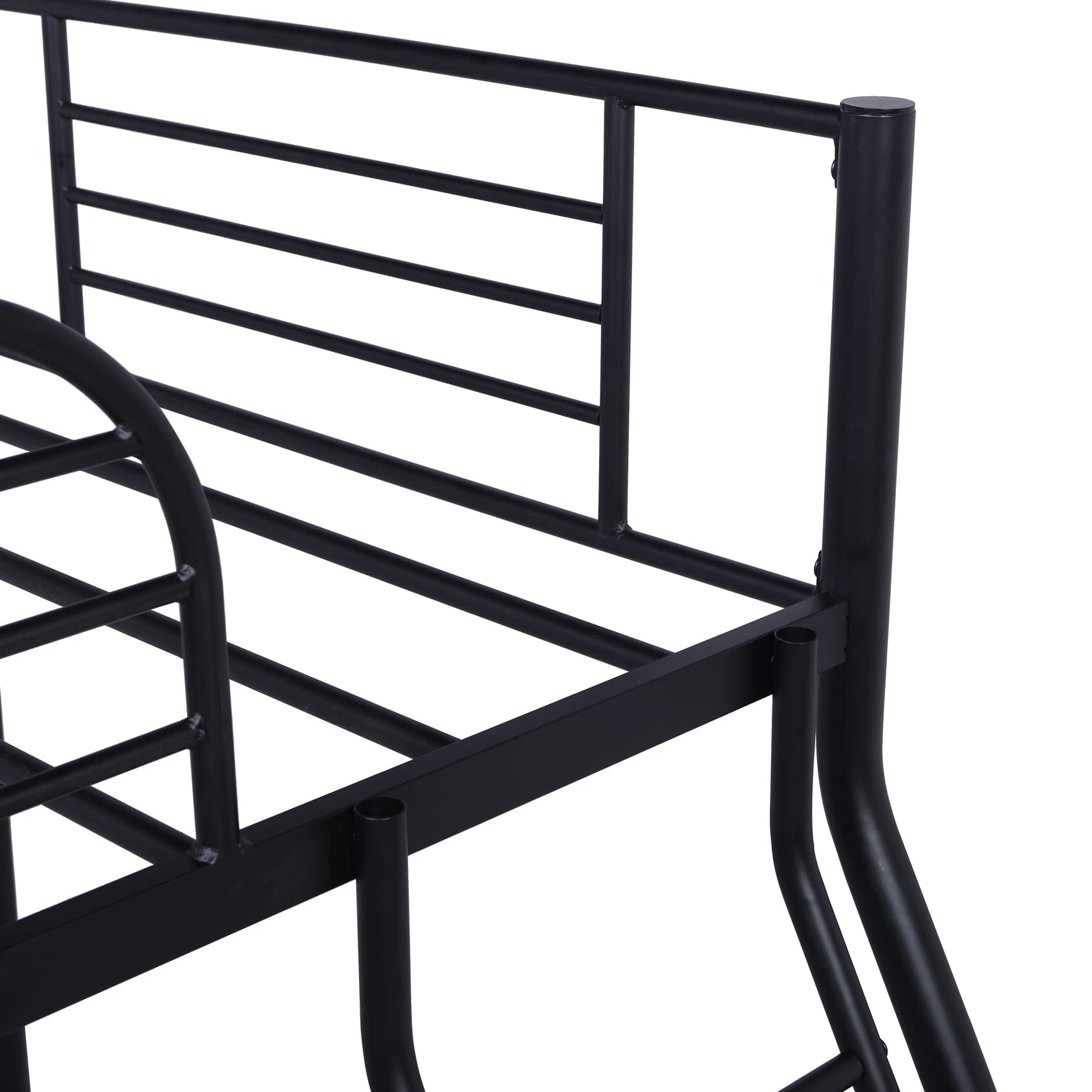 HUAYICUN Bunk Bed Twin Over Full Size with Ladder, Twin over Full Bunk Bed and Full-Length Guardrail, No Box Spring Needed, Noise Free