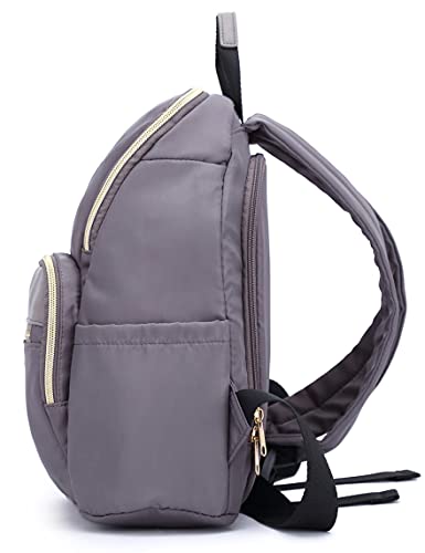 Kah&Kee Backpack Purse for Women Medium Size With Multi-Pocket Nylon Water-Resistant (Grey)