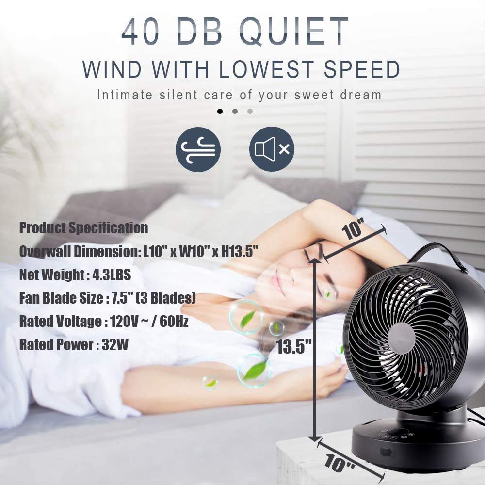 Kapoo Air Circulator Fan Table Fan, Blade 8", 6 Speeds 4 Wind Modes, Indoor Circulator Fan for Whole Room Temperature Equilibrium, Replace Floor Table Tower Fan with Remote b17,Black,GS-XXG037