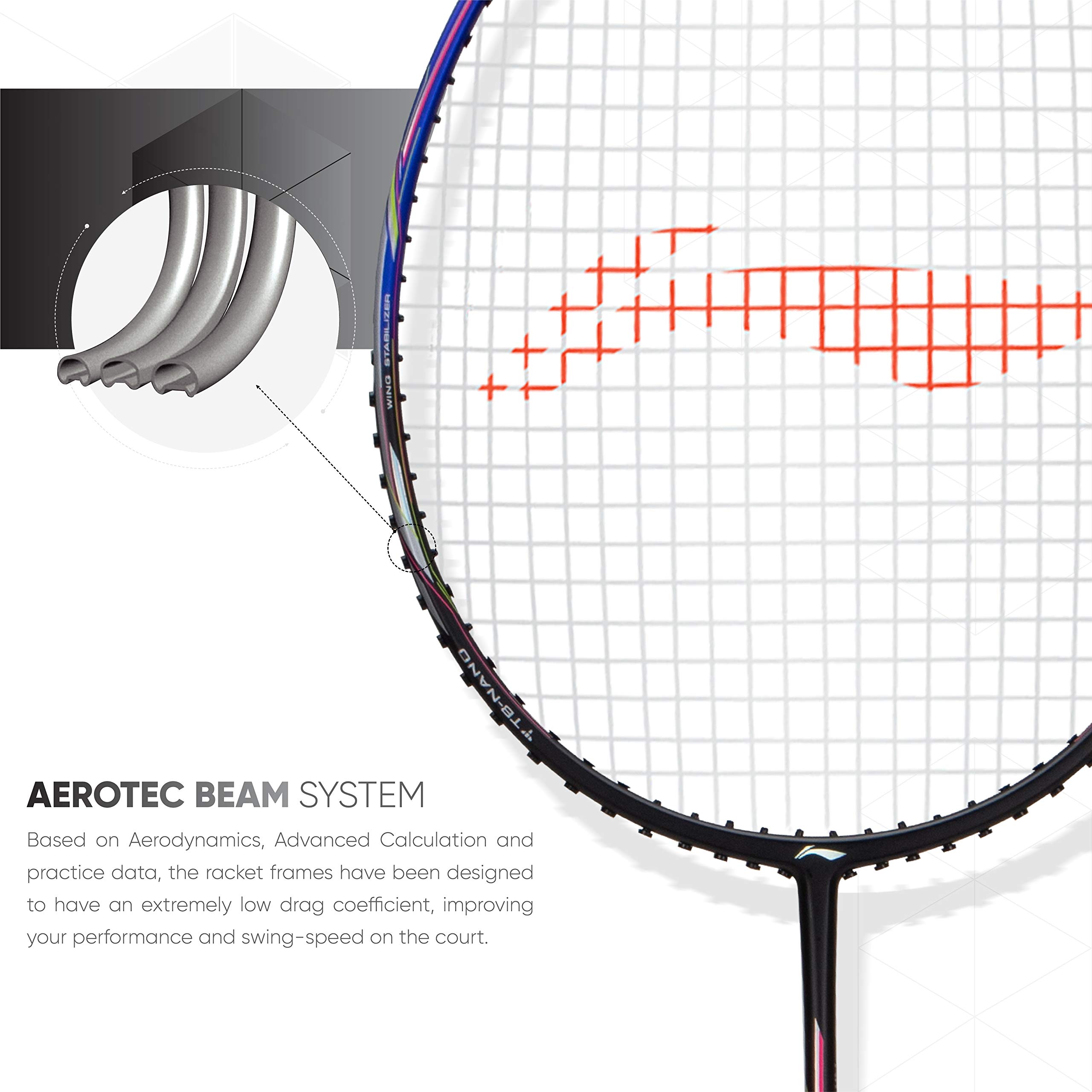 Li-Ning Air Force 77 G2 Carbon Fibre Strung Badminton Racket with Free Full Cover(Black/Blue,Set of 1)