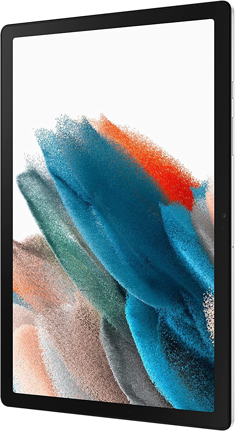 SAMSUNG Galaxy Tab A8 Android Tablet, 10.5” LCD Screen, 64GB Storage + 128GB microSD Memory Card and Wacky Jacky Cleaning Cloth (Silver)