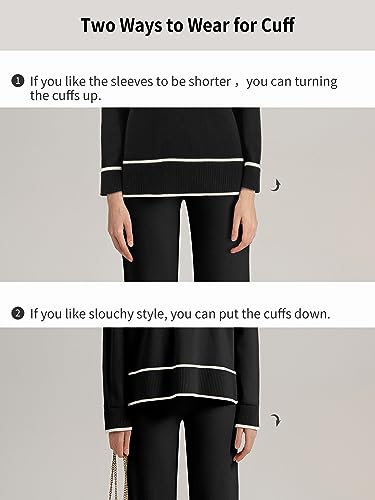 SuperPrity 2 Piece Sweater Sets for Women Winter Wide Leg Pants Knit Outfits Set Comfy Long Sleeve Lounge Wear Sweatsuit Set-L,Dark Green