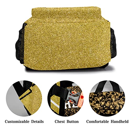 Zaaprint Golden Bling Waterproof Cheer Cheerleaders Backpack Bookbag with Name for Birthday Holiday Gift