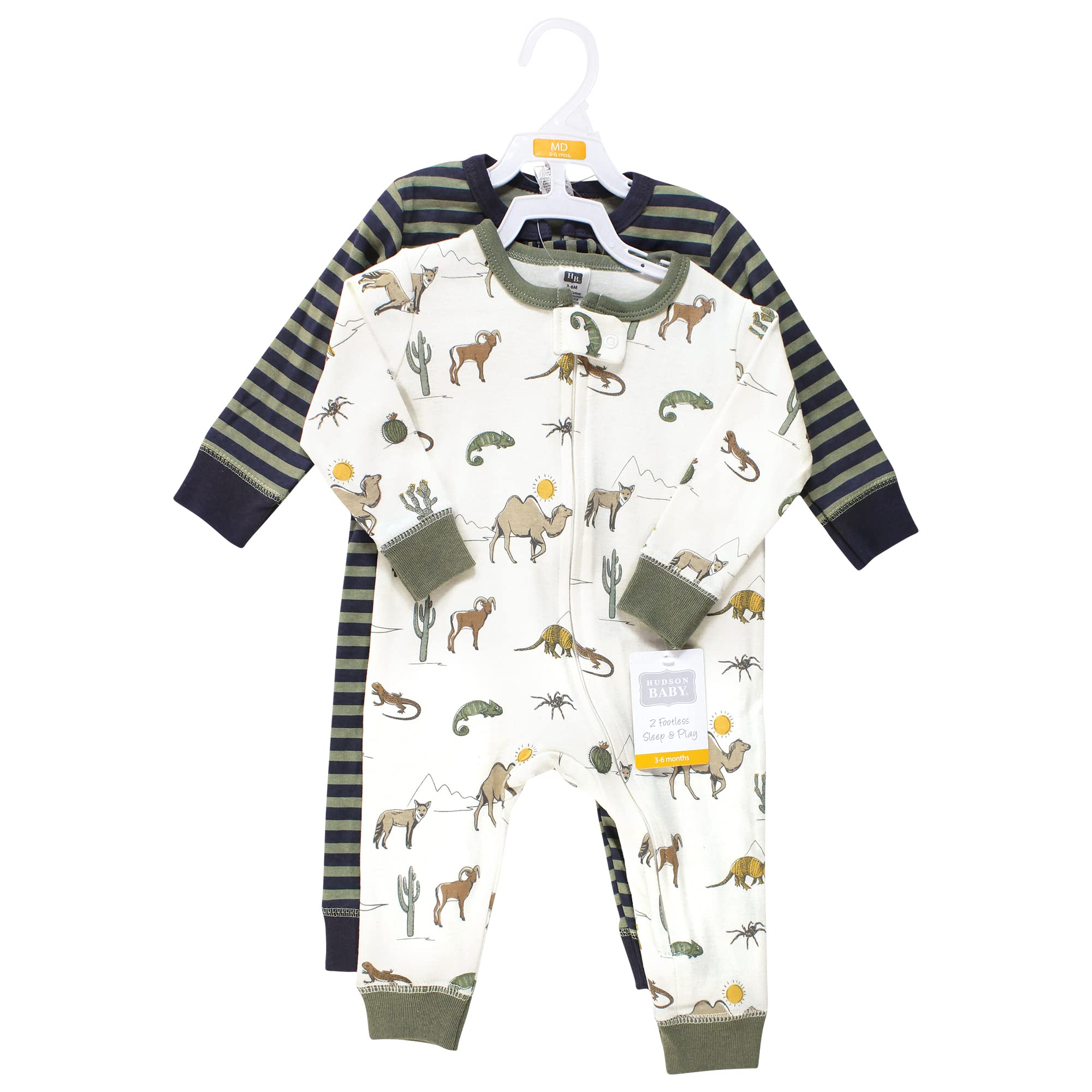Hudson Baby Unisex Baby Cotton Sleep and Play, Desert Animals, 6-9 Months