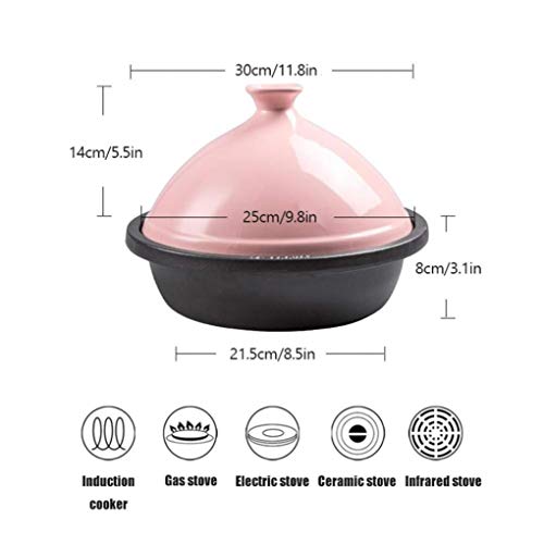 MYYINGBIN 30cm Tagine Enameled Cast Iron Pot with Lid Slow Cooker Lead-Free Cooking Healthy Food for Home Kitchen, Best Gift, Green