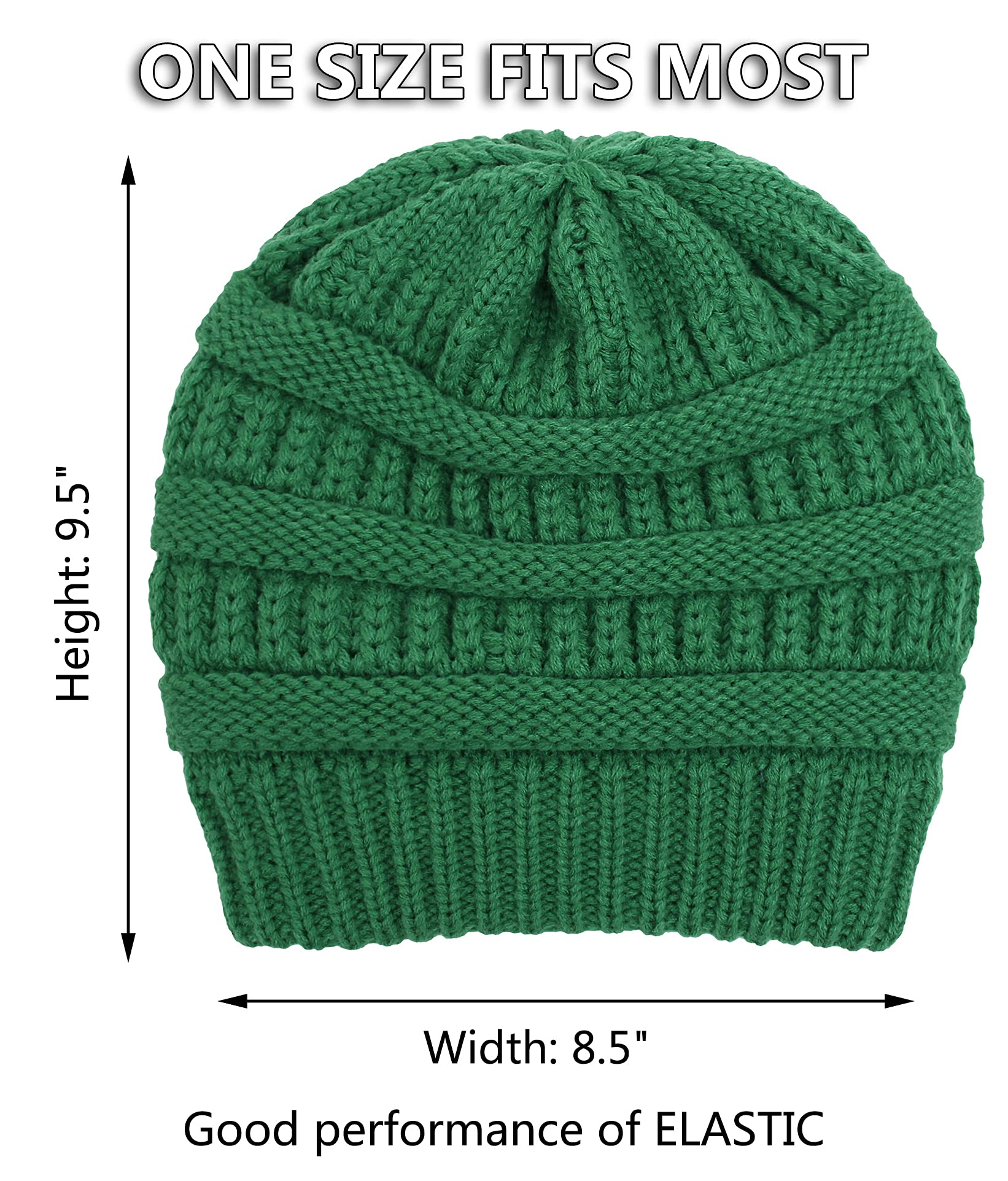 Muryobao Womens Winter Warm Knitted Hat Satin Silk Lined Cable Knit Beanie Chunky Slouchy Skull Cap Green