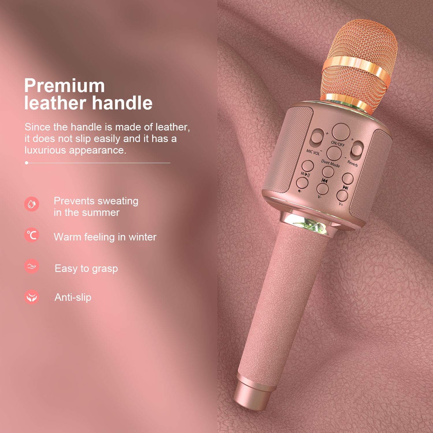 Karaoke Microphone Bluetooth Microphone Multi-Function Wireless Karaoke Machine for Kids Adults, Portable Handheld Karaoke Mic Car Home Party for All Smartphones