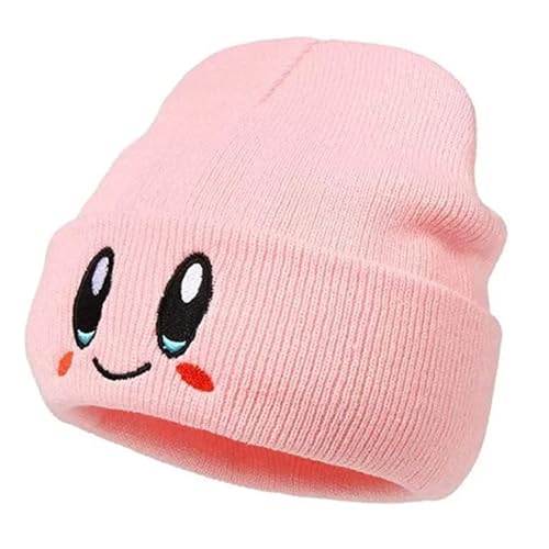 JILANI HANDICRAFT Kir-by Beanies hat Lovely face Embroidery Winter Knitted Hat Bonnet Cap Girls Boys Skiing Warm Unisex (Pink)