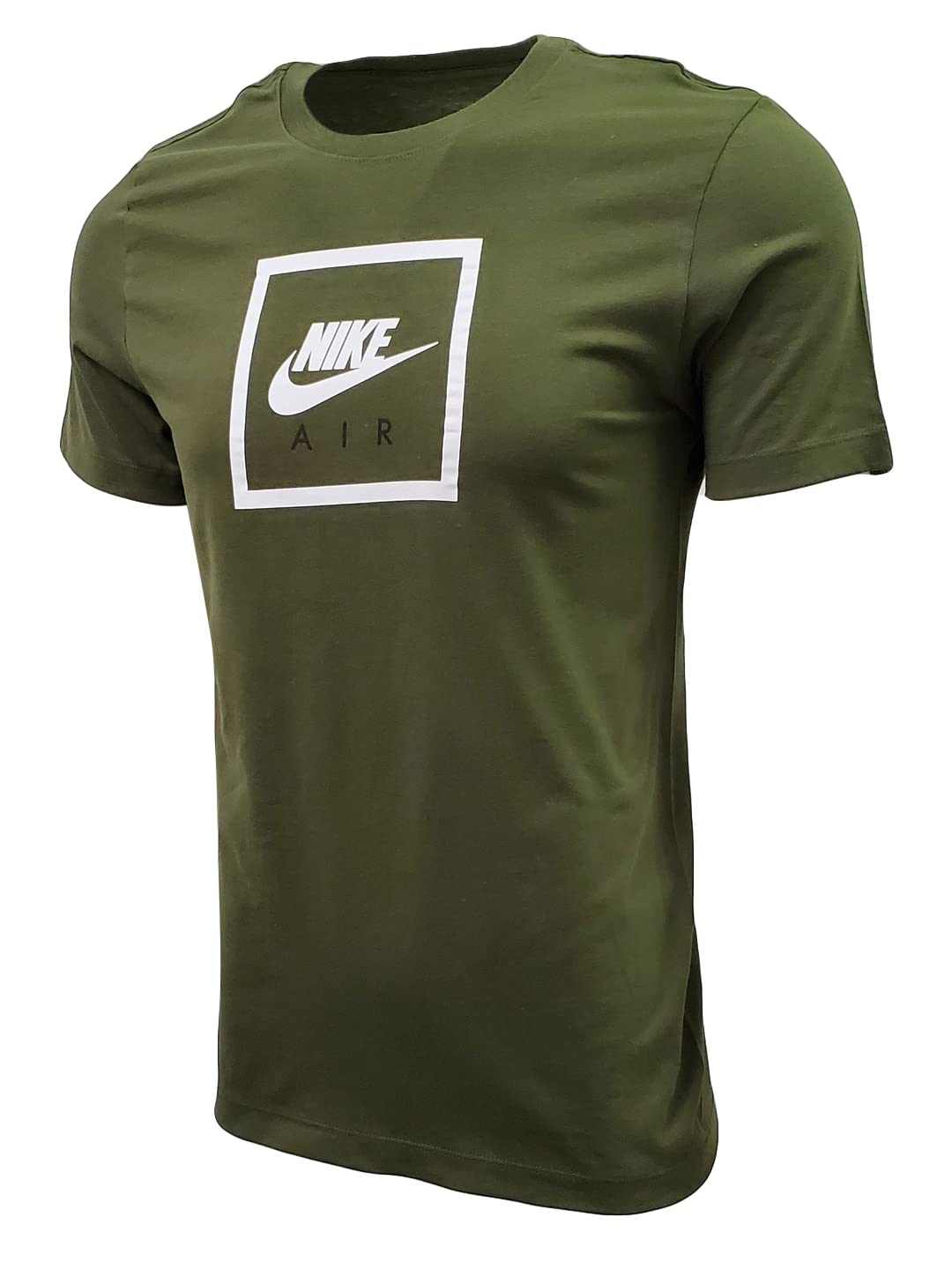 Nike Sportswear Men's Air Box Logo Short Sleeve T-Shirt (X-Large, Deep Green (Square Logo))