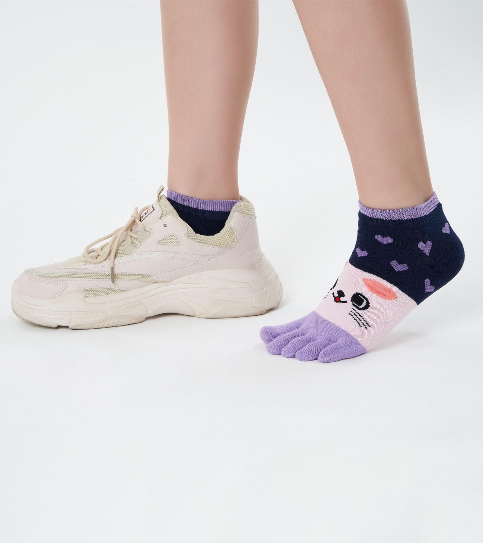 HONOW Women's Low Cut Toe Socks Ankle Cotton Running Socks(Pack of 5/6)