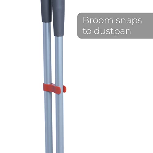 Smart Design Dustpan Broom Set - Non-Slip Comfort Grip Handle - Standing Upright Storage - Odor Resistant - Cleaning, Hardwood, Tile, Cement, Flooring and Pet Hair - 38.5 inch - Gray and Sunset Orange