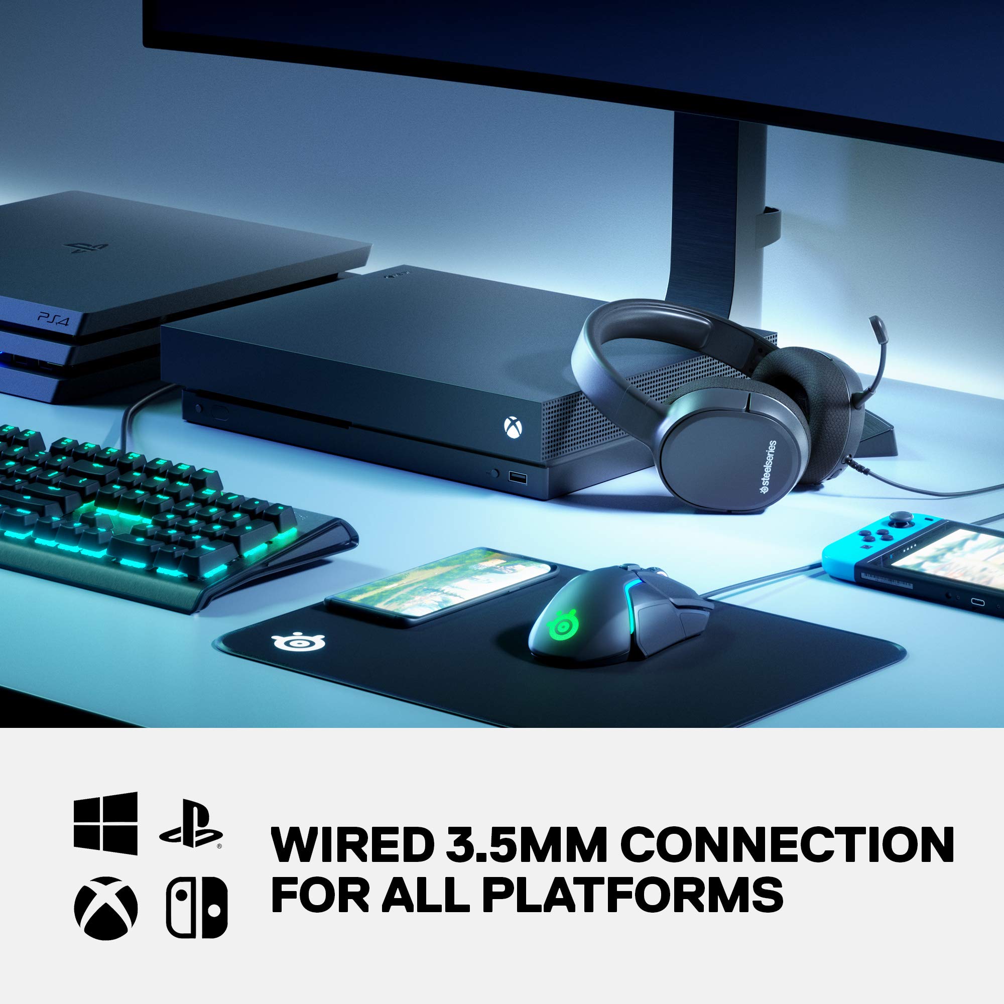 SteelSeries Arctis 1 Wired Gaming Headset β Detachable ClearCast Microphone β Lightweight Steel-Reinforced Headband β For PS5, PS4, PC, Xbox, Nintendo Switch, Mobile
