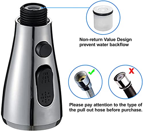 Pull Down Faucet Spray Head, Kitchen Faucet Head Replacement Parts, 3-Function Kitchen Sink Faucet Kitchen Faucet Sprayer Head Replacement Kitchen Sink Spray Nozzle, Brushed Nickel